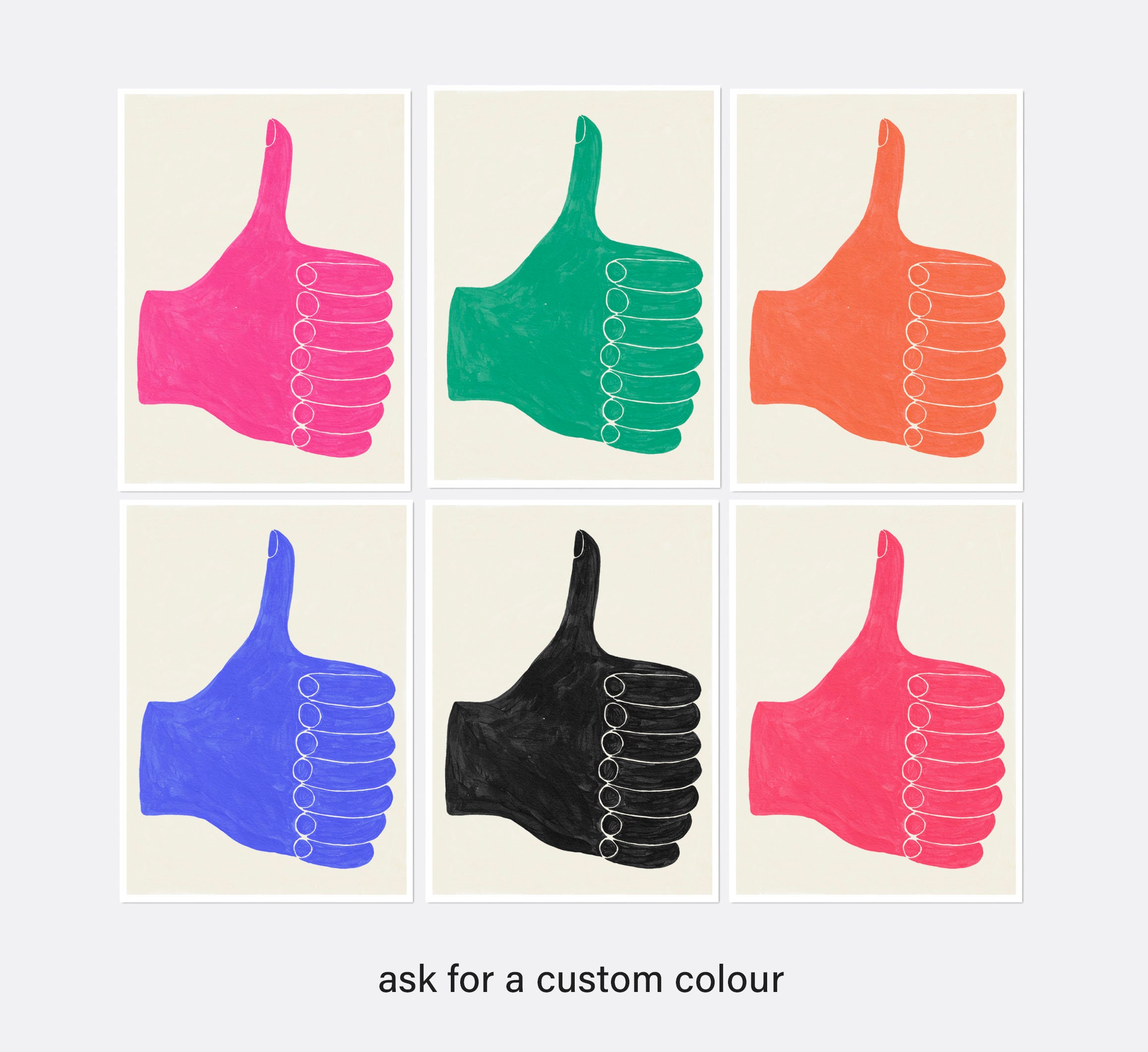 Thumb up Hot Pink Print, Funny Positive Quote Print, David Shrigley ...