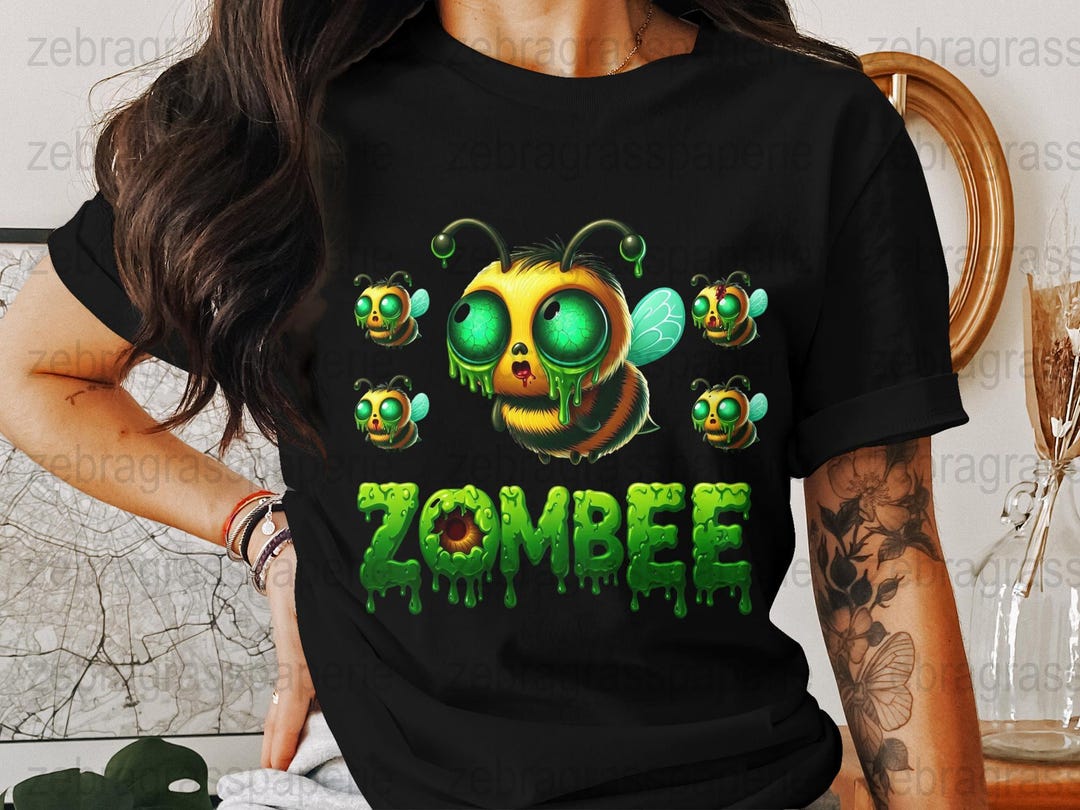 Cute Zombee Bee PNG, Digital Download, Halloween Decor, Quirky Wall Art ...