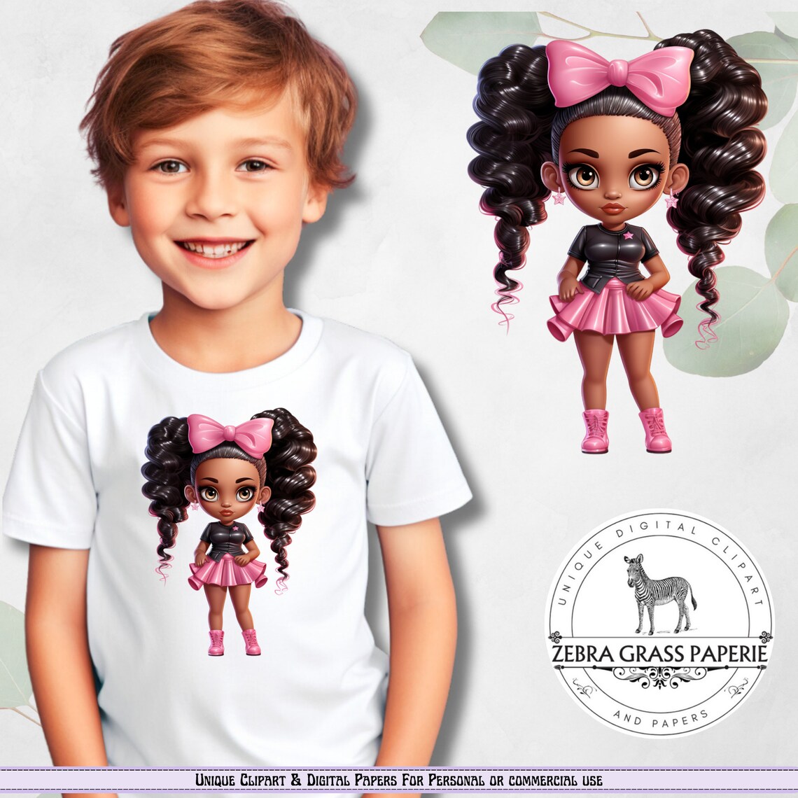 Chibi Girls Clipart, African Fashion Doll Clip Art, Whimsical Ethnic ...