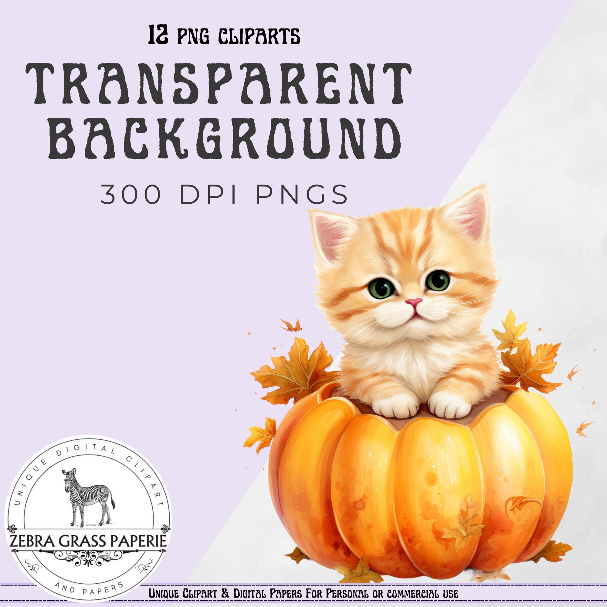 Watercolor Cute Halloween Clipart Cats and Pumpkin PNG, Collage ...
