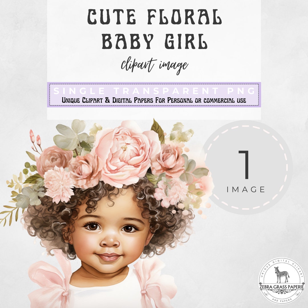 Watercolor Floral Baby Clipart, Baby Shower Clip Art, Vintage Baby Girl ...