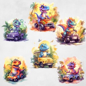 Watercolor Monster Truck Clipart, Dinosaur Sublimation Design, Jungle ...