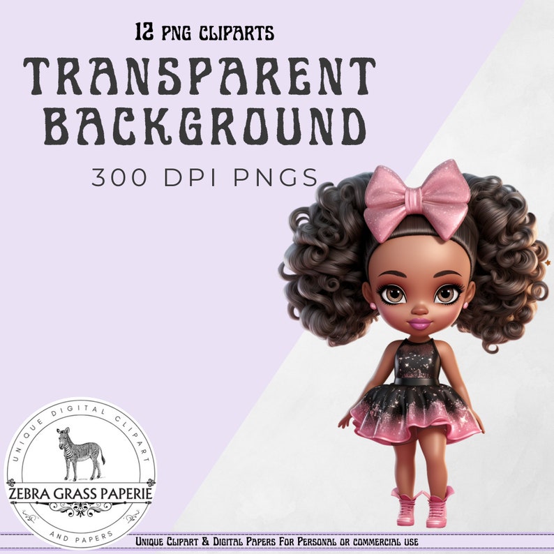 Chibi Girls Clipart, African Fashion Doll Clip Art, Whimsical Ethnic ...