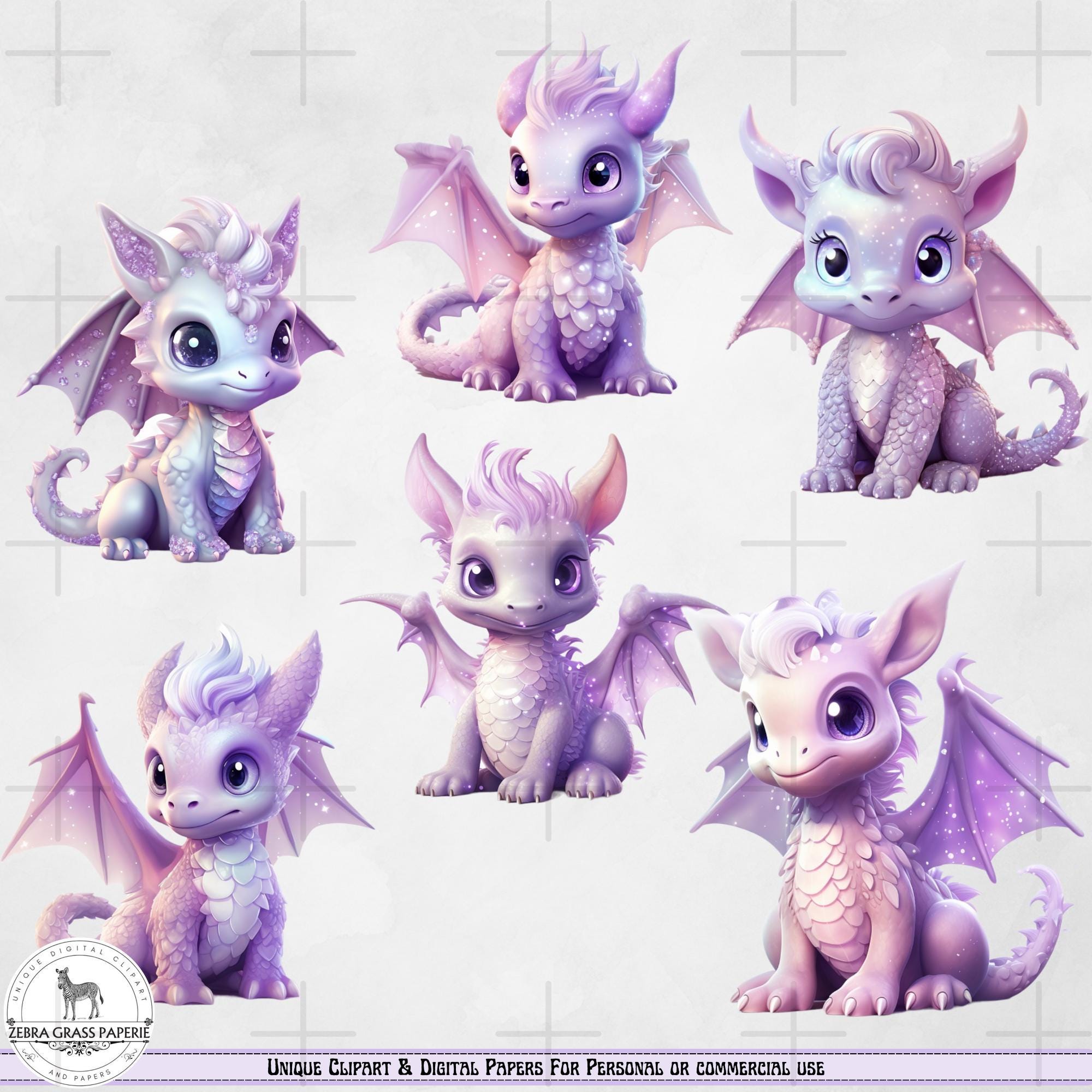 Watercolor Clipart Dragons, Fantasy Dragon Baby Shower Clip Art ...