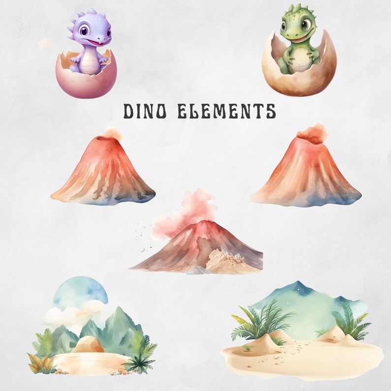 Baby Dinosaur Watercolor Clipart, Nursery Wall Art Decor, Baby Shower ...