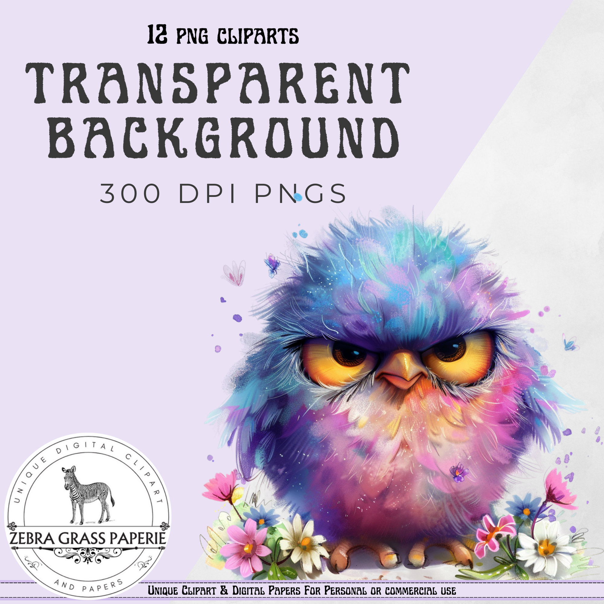 Quirky Bird Clipart, Funny Bird Clip Art, Watercolor Nursery Wallart ...