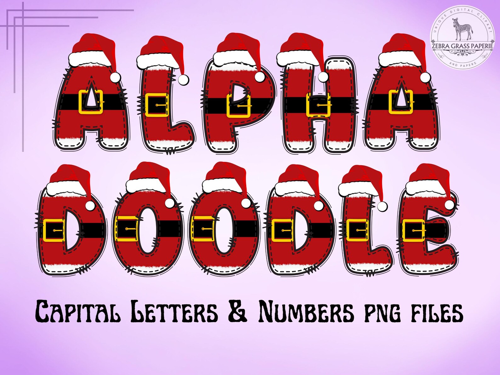 Santa Alpha Doodle Font - Decorative Letter Christmas Alphabet, Holiday ...