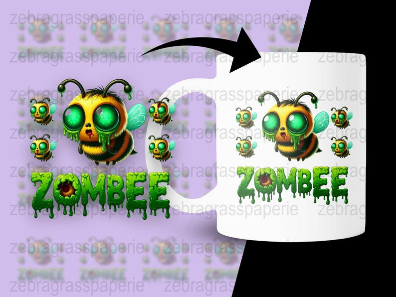 Cute Zombee Bee PNG, Digital Download, Halloween Decor, Quirky Wall Art ...