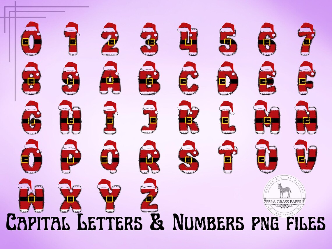 Santa Alpha Doodle Font - Decorative Letter Christmas Alphabet, Holiday ...