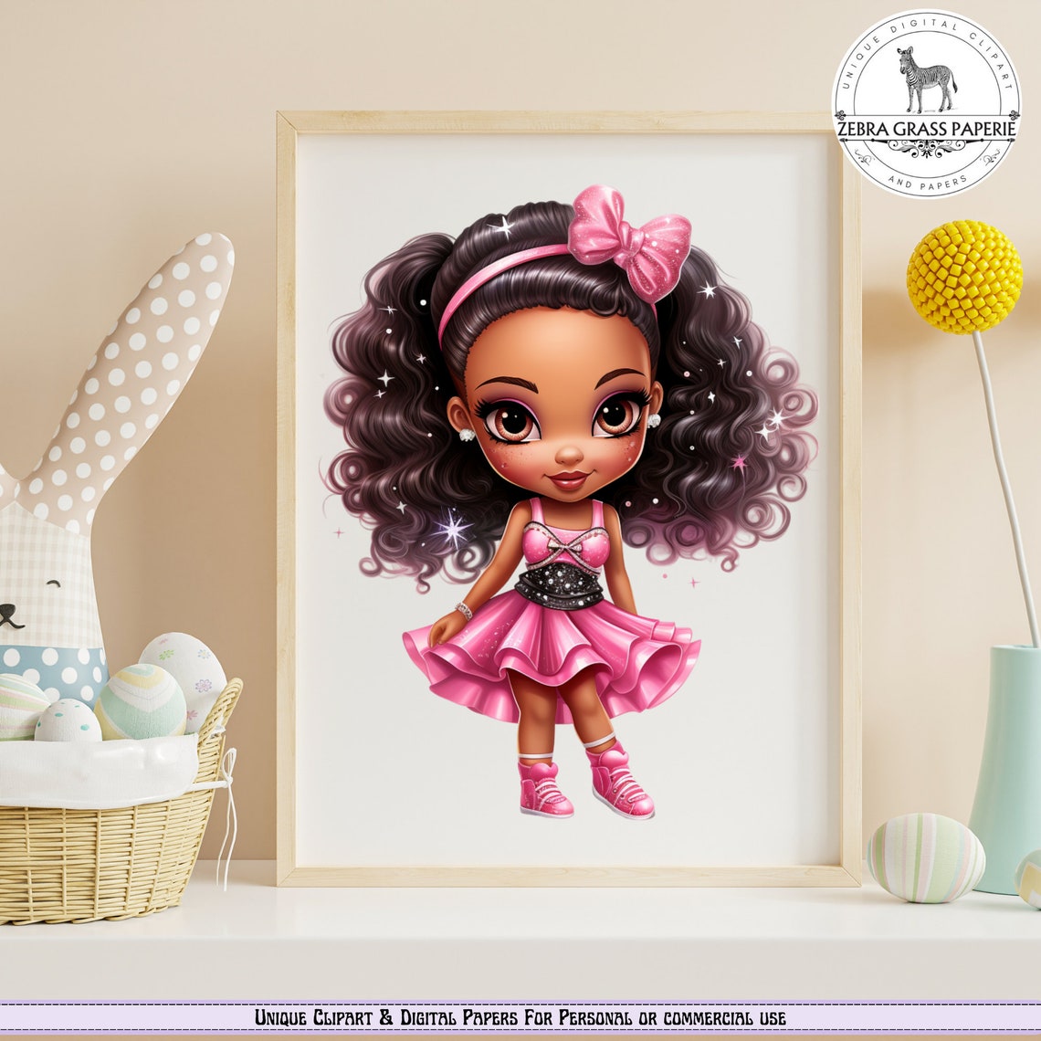 Chibi Girls Clipart, African Fashion Doll Clip Art, Whimsical Ethnic ...