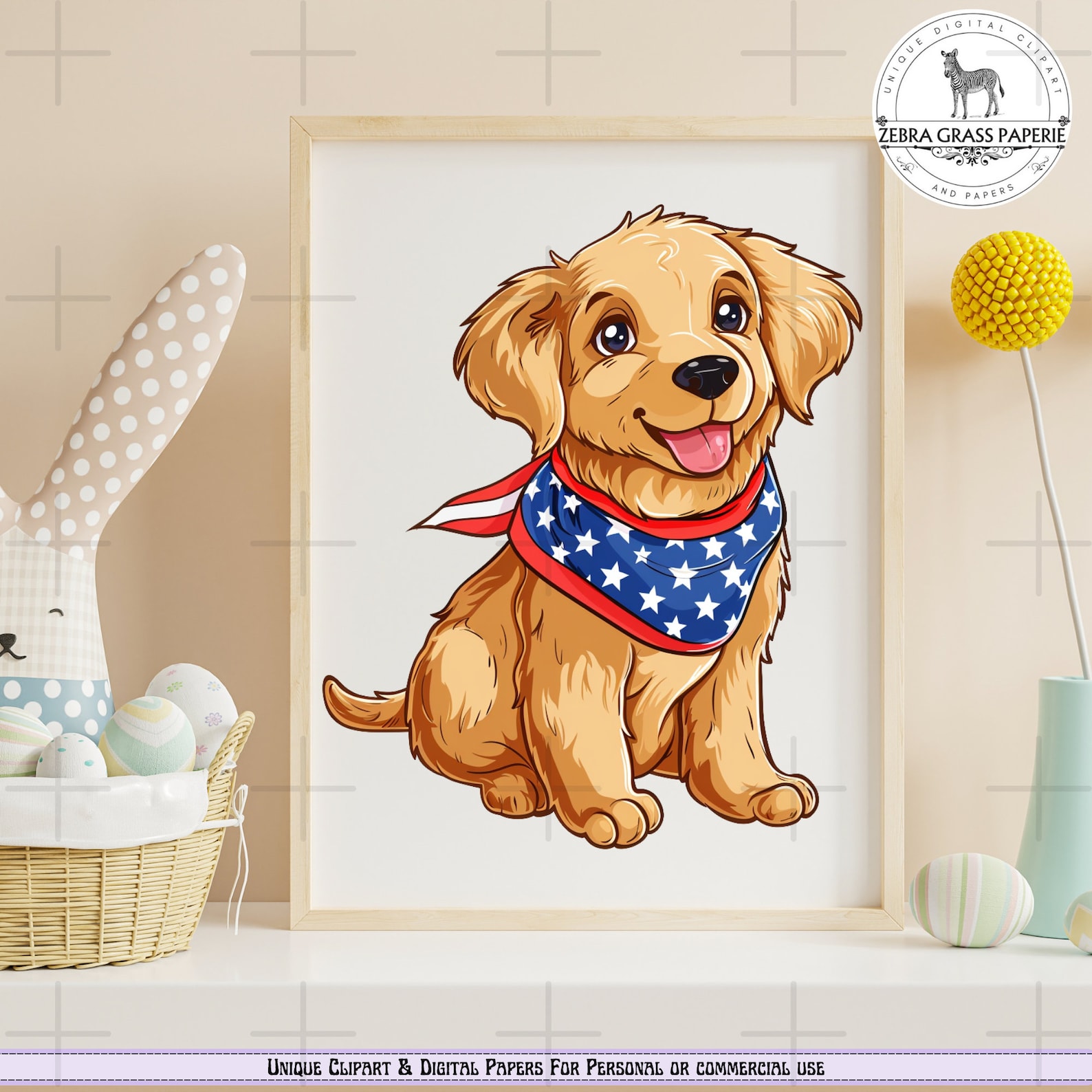 Patriotic Dog 4th of July Watercolor Clipart Bundle, Cute Pet Portrait ...