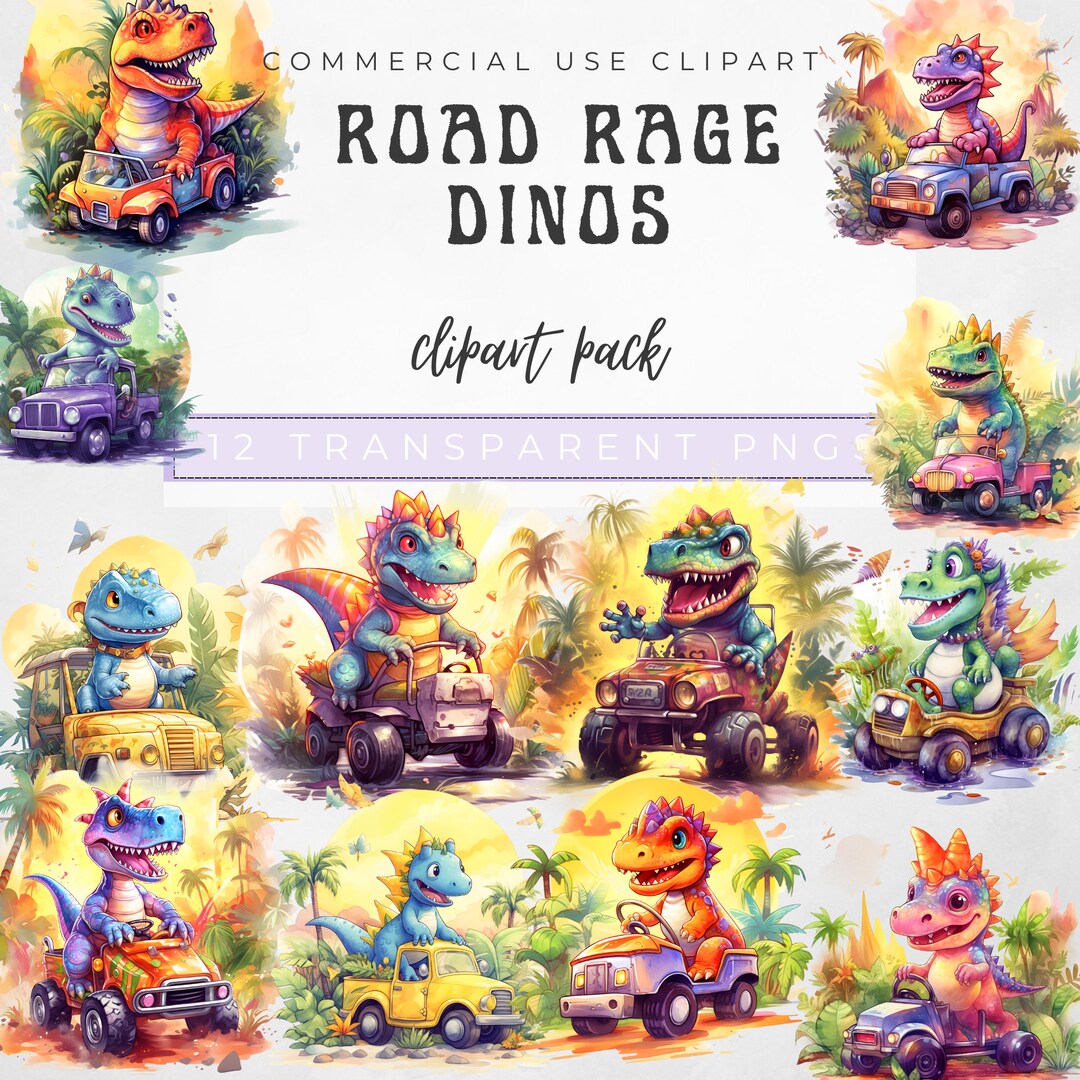Watercolor Monster Truck Clipart, Dinosaur Sublimation Design, Jungle ...
