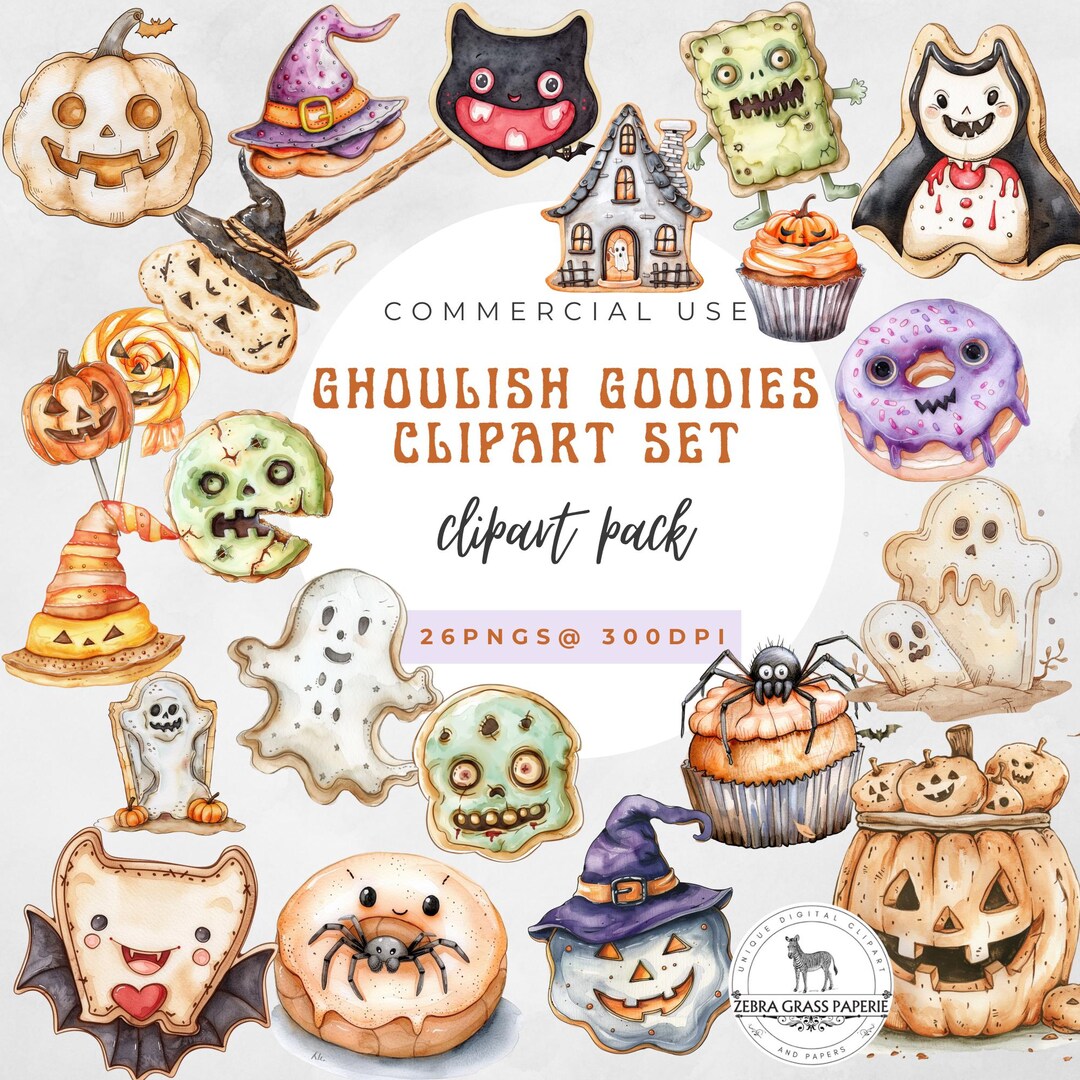 Halloween Treat Clipart Bundle, Trick or Treat Printable, Spooky Party ...