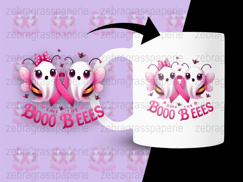 Save the Boo Bees PNG, Breast Cancer Awareness Art, Cute Bees ...