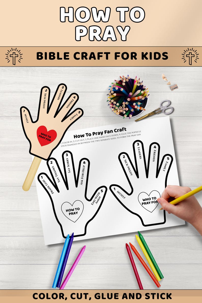 How to Pray Fan Craft for Kids Sunday School Bible Lesson, Teach Me to ...