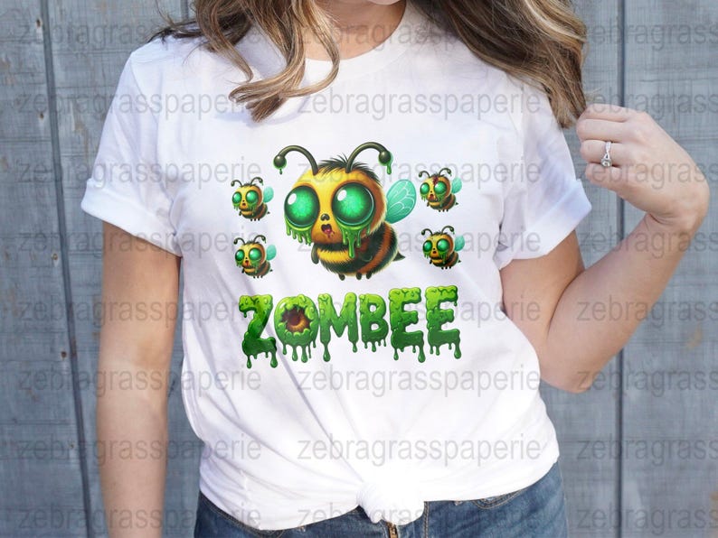 Cute Zombee Bee PNG, Digital Download, Halloween Decor, Quirky Wall Art ...