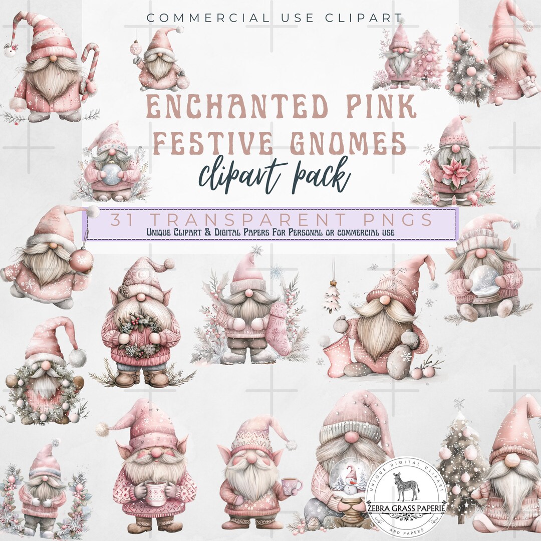 Christmas Gnome Clipart Bundle, Christmas Clip Art, Winter Gnome ...