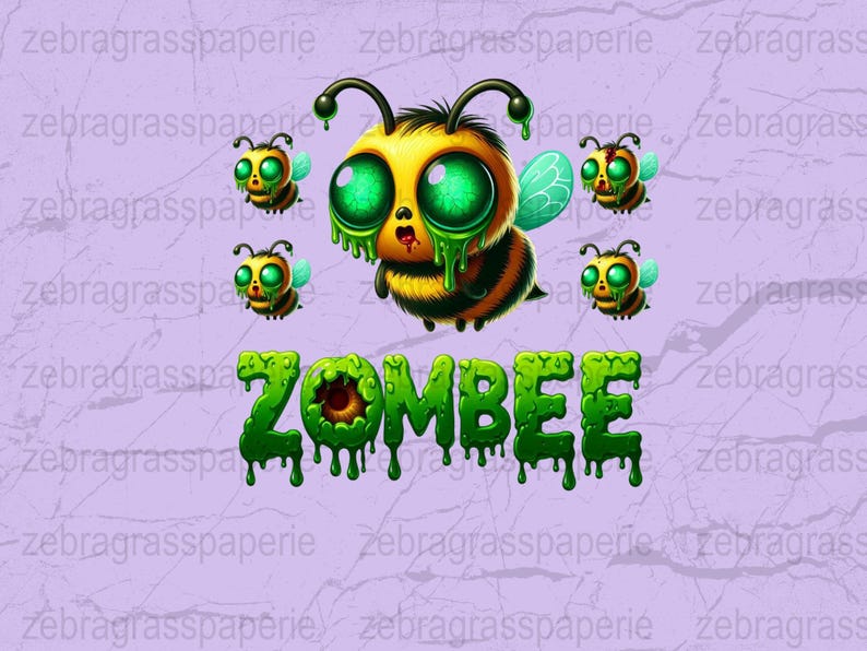 Cute Zombee Bee PNG, Digital Download, Halloween Decor, Quirky Wall Art ...