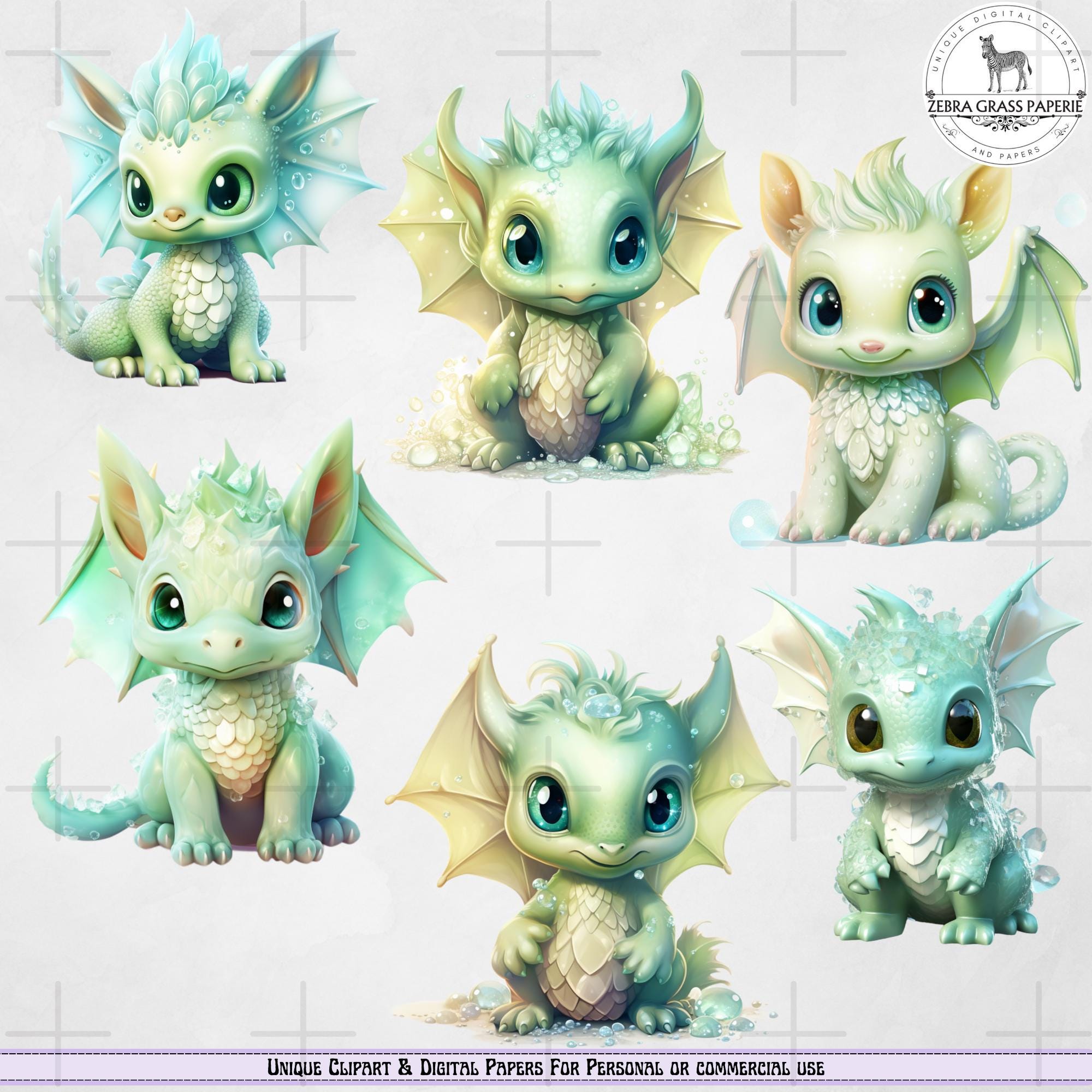Watercolor Clipart Dragons, Fantasy Dragon Baby Shower Clip Art ...