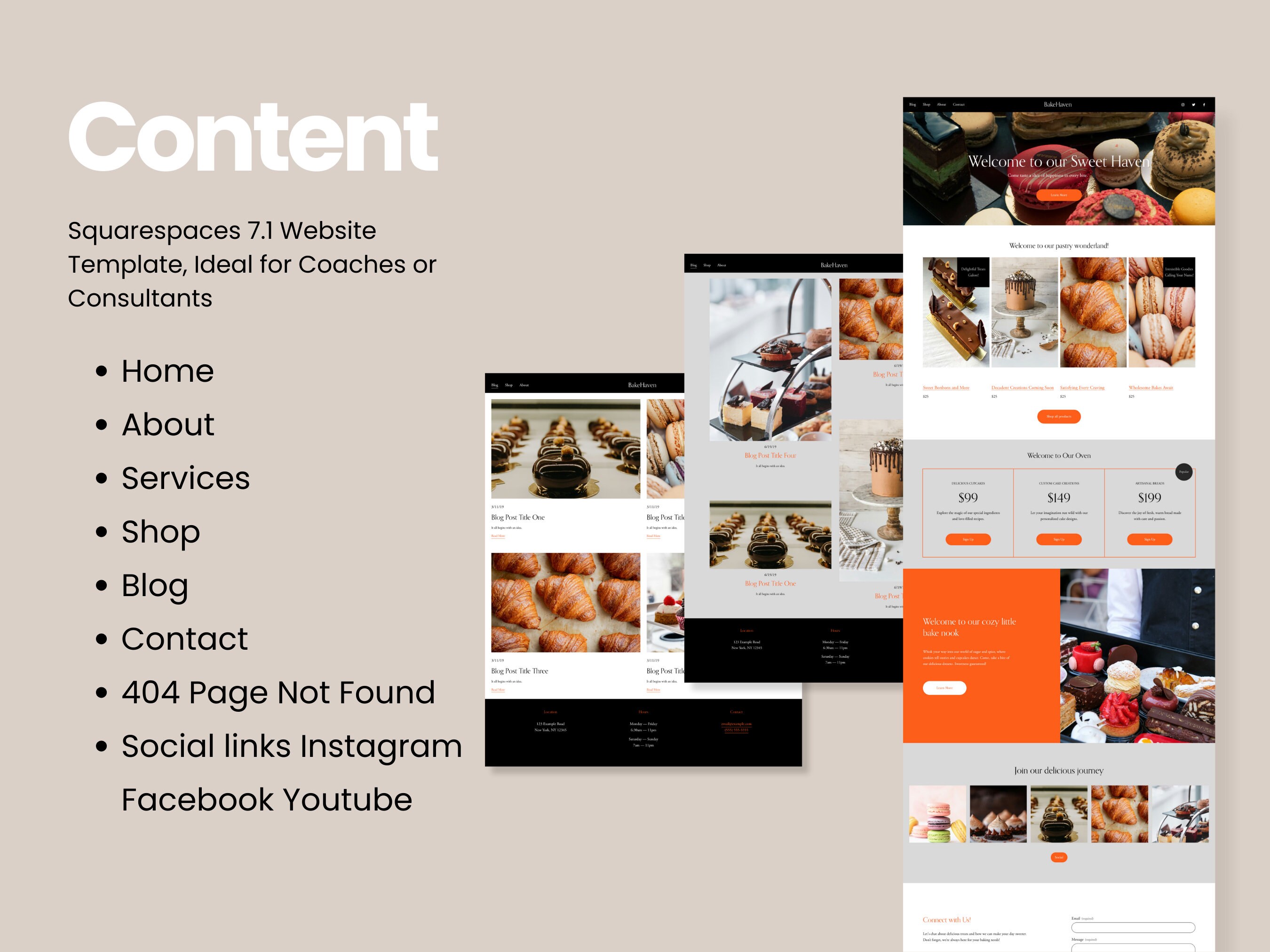 Cake Shop Bakery Squarespace Website Template, Responsive Web Design ...