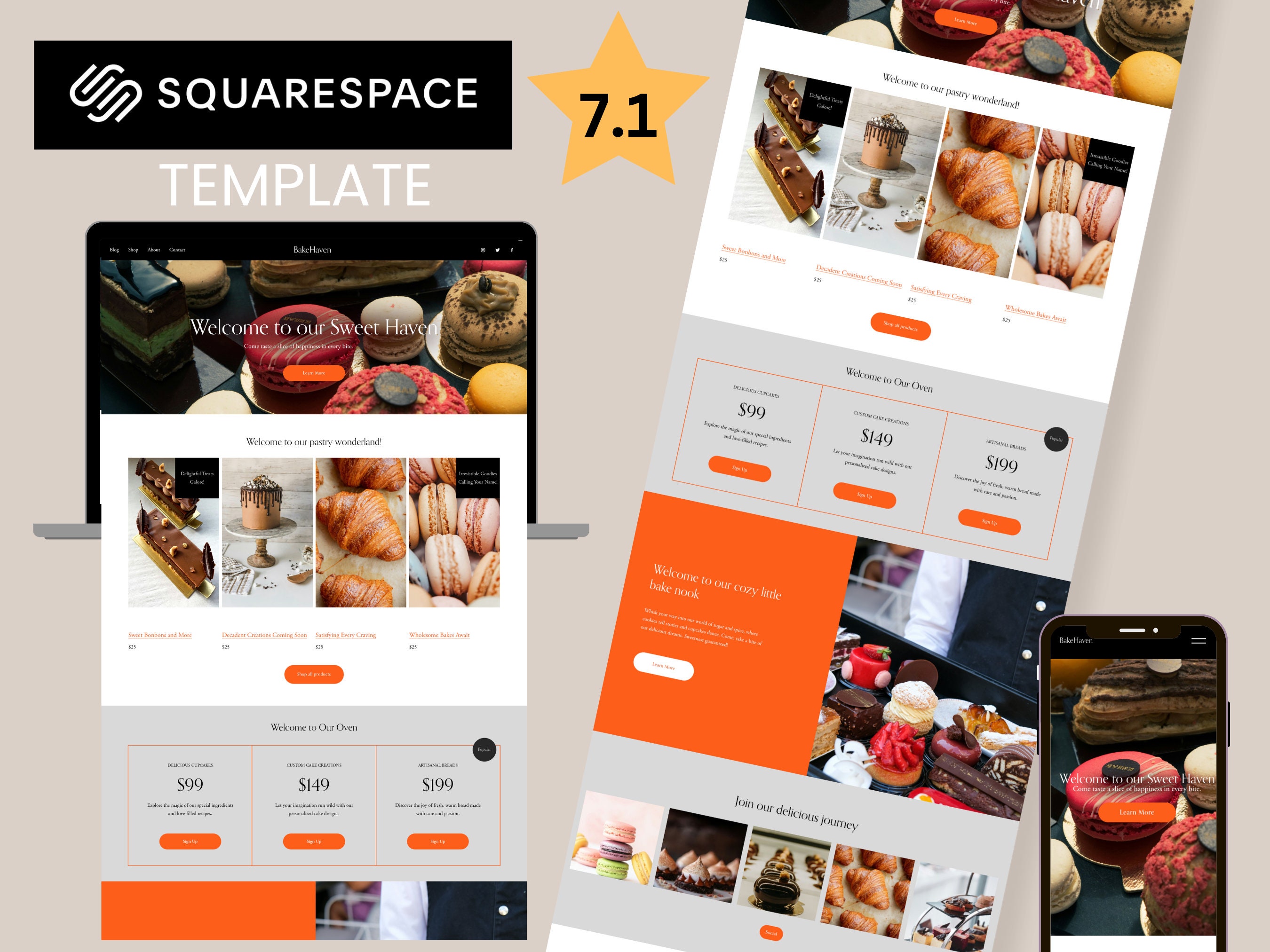 Cake Shop Bakery Squarespace Website Template, Responsive Web Design ...