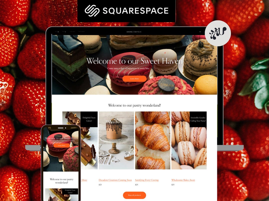 Cake Shop Bakery Squarespace Website Template, Responsive Web Design ...
