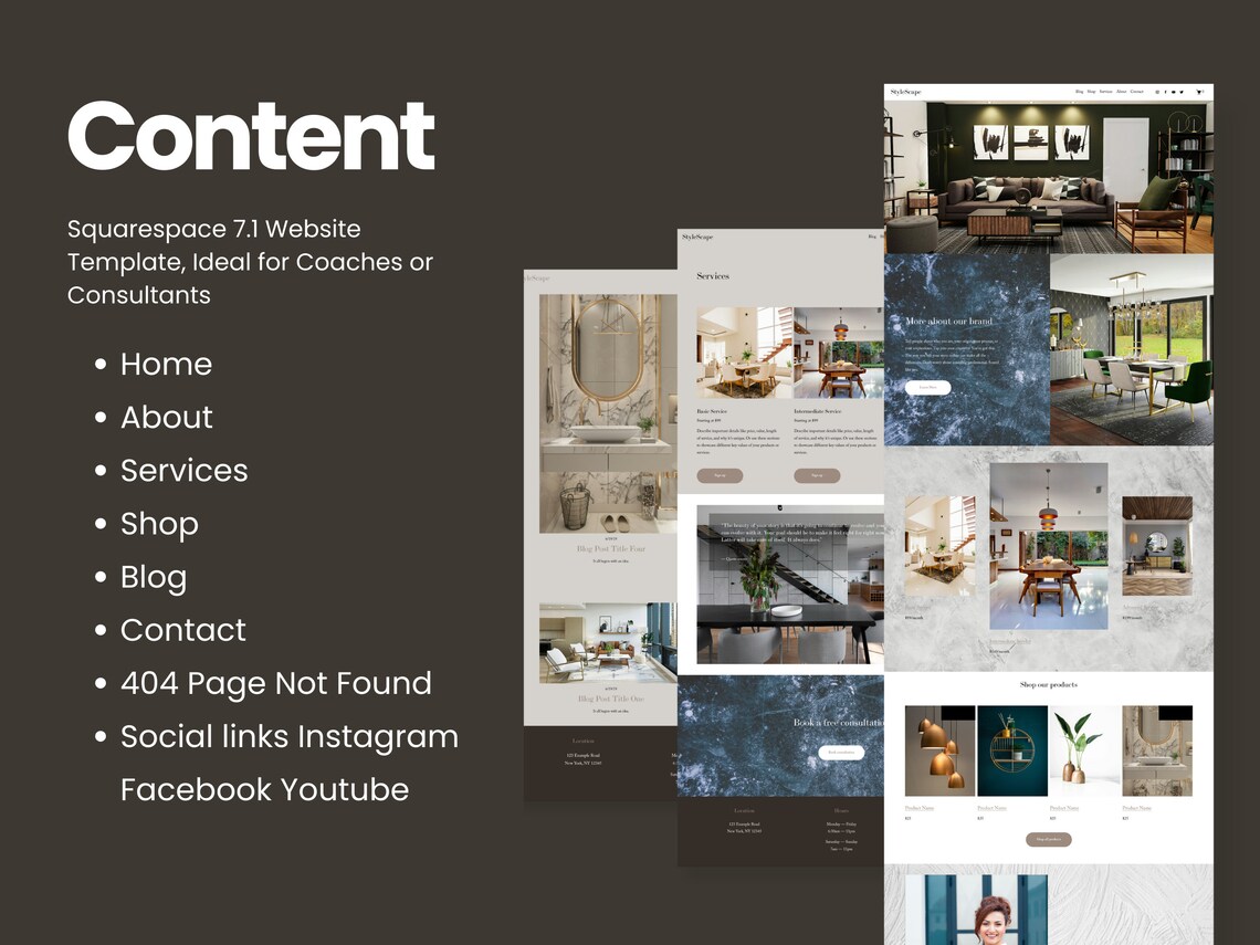 Squarespace Template for Interior Design Business Designer Blog for ...