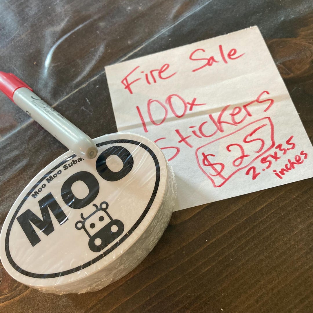 Moo Moo Subaroo MOO Euro Decal Sticker Pack of 100 - Etsy