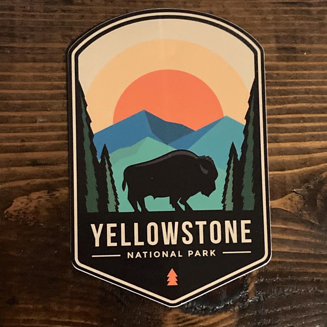 Yellowstone National Park Sticker | Bison | Sunset | Bumper Sticker ...
