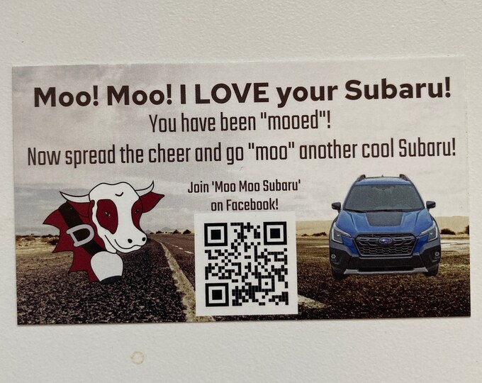Moo Moo Subaru 6 Rubber Cow With Bell Comes With Cards and Rubber Bands ...