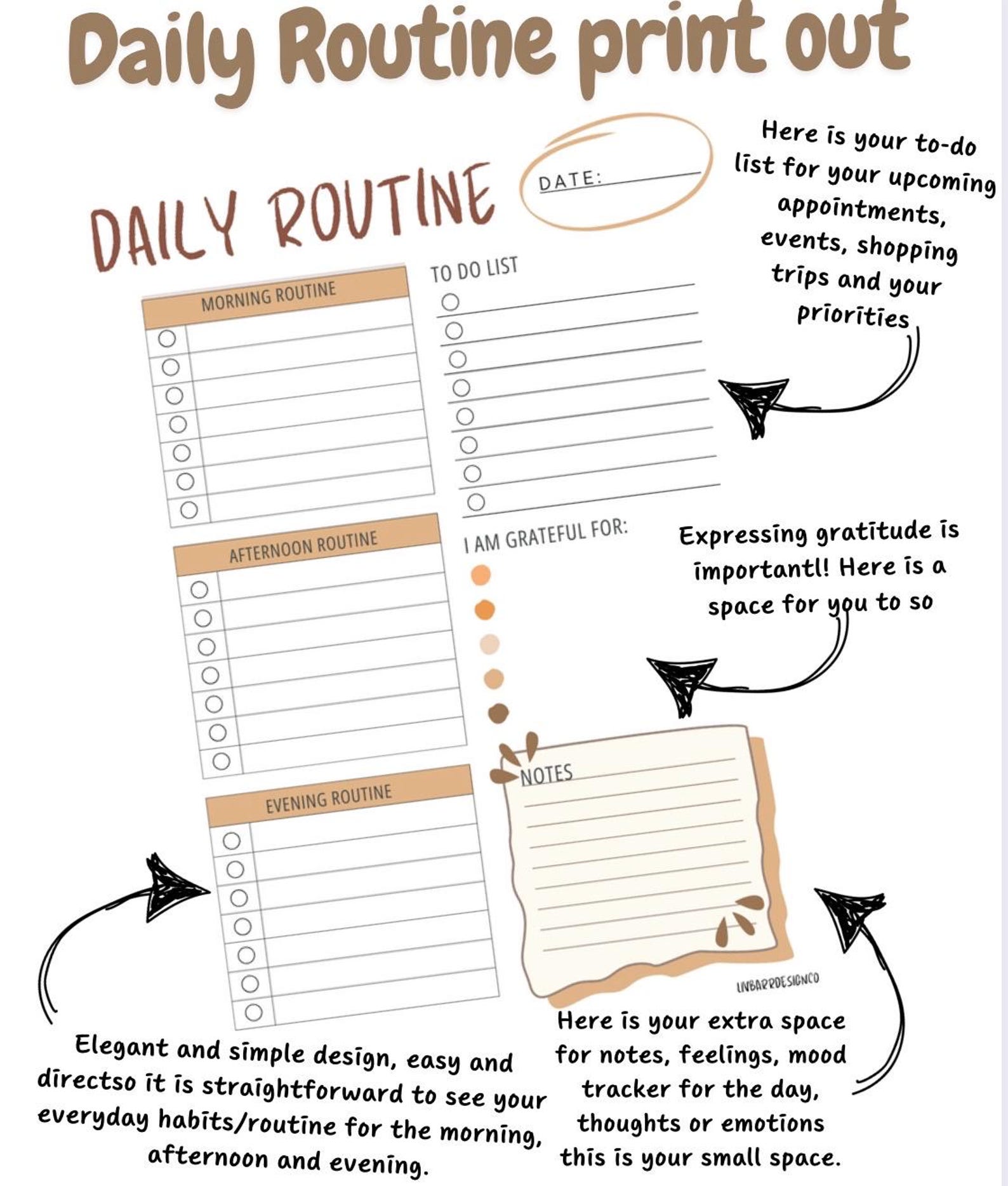 Daily Routine Printable Page, Mental Health Journal, Mood Tracker ...