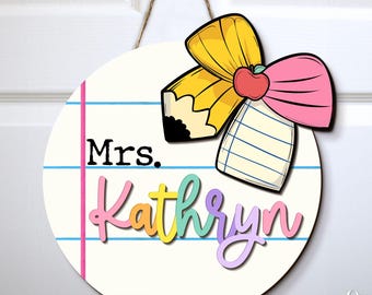 Custom 3D Teacher Door Sign, Classroom Door Hanger, Teacher Name Sign ...