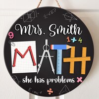 Math Teacher Custom Name Sign, Teacher Welcome Sign, Class Decor ...