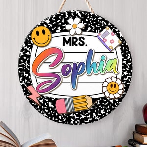 Personalized 3D Teacher Door Sign, Teacher Door Hanger, Composition ...