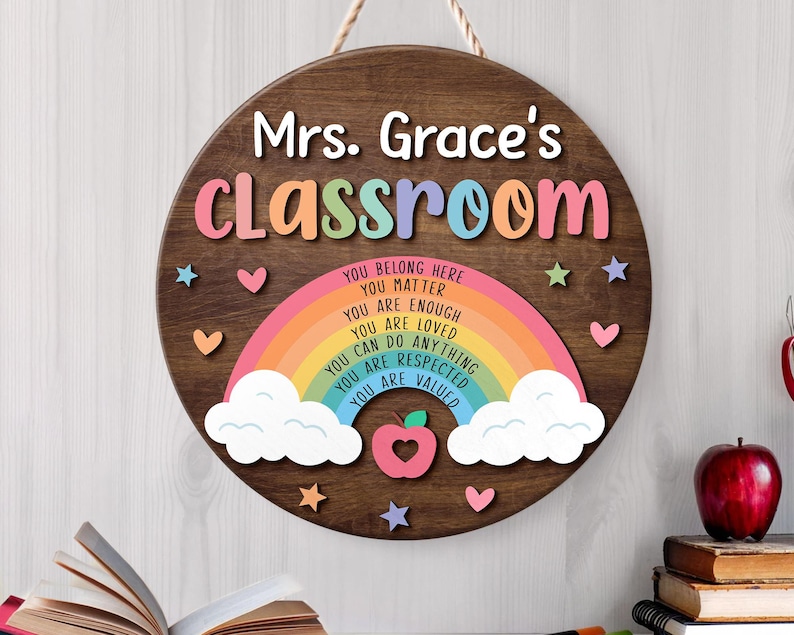 Personalized 3D Teacher Door Sign, Teacher Name Sign, Classroom Welcome ...
