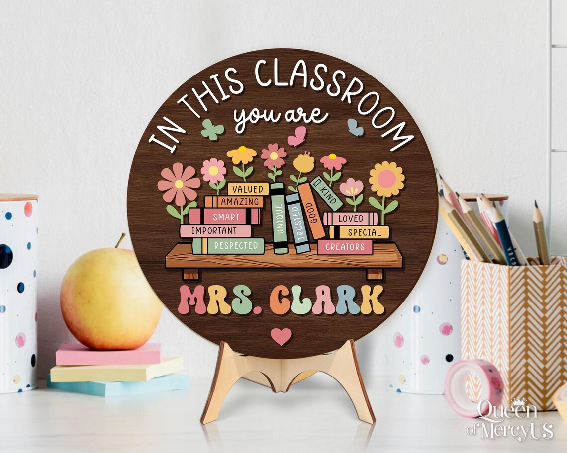 Custom Name Teacher Door Sign, Teacher 3D Door Hanger, Classroom ...