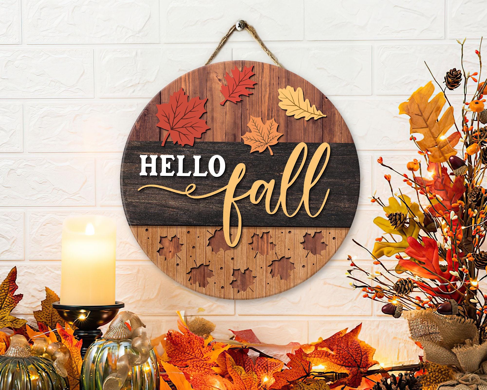 Hello Fall Welcome Sign, Fall 3D Door Hanger, Hello Pumpkin Welcome ...