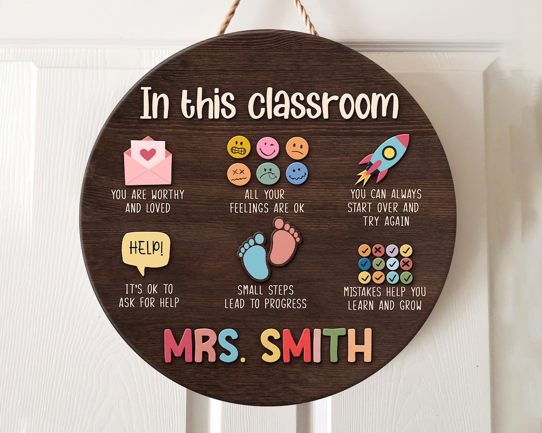 Personalized Teacher Sign, 3D Teacher Door Sign, Classroom Door Hanger ...