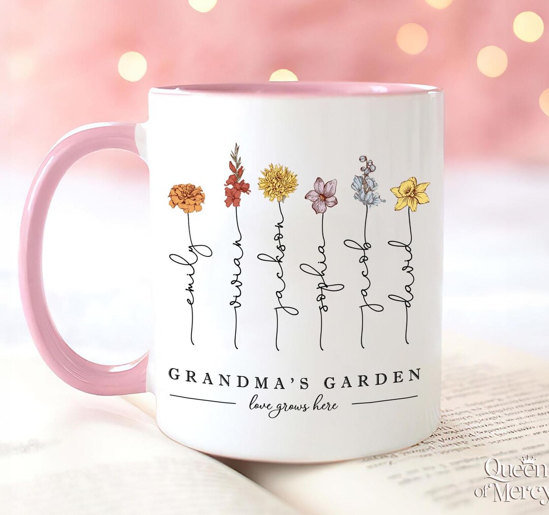 Personalized Grandma's Garden Mug, Custom Birth Flowers and Names ...
