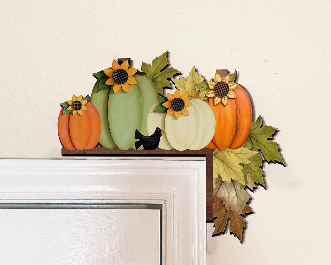 Fall Pumpkins Door Corner Decor, Fall Door Topper, Fall Home Decor ...