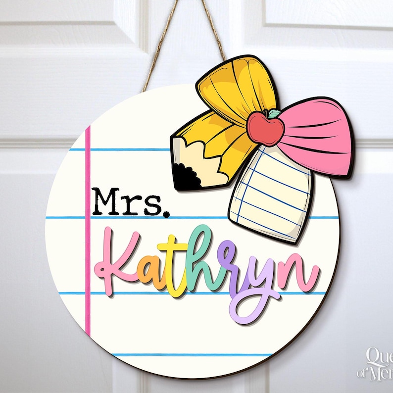 Teacher Door Sign, Personalized 3D Teacher Door Hanger, Classroom ...