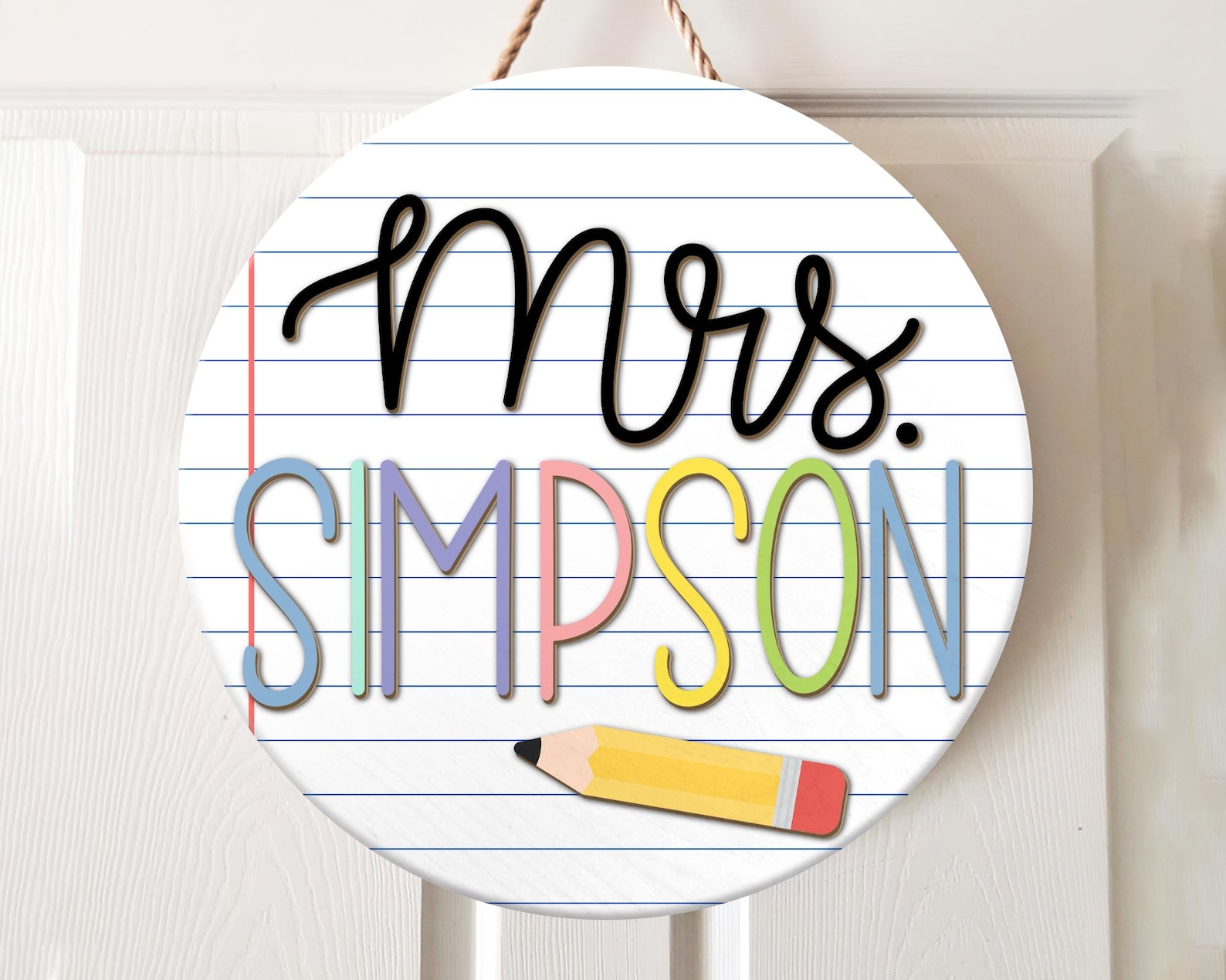 Custom 3D Teacher Door Sign, Notebook Teacher Welcome Sign ...