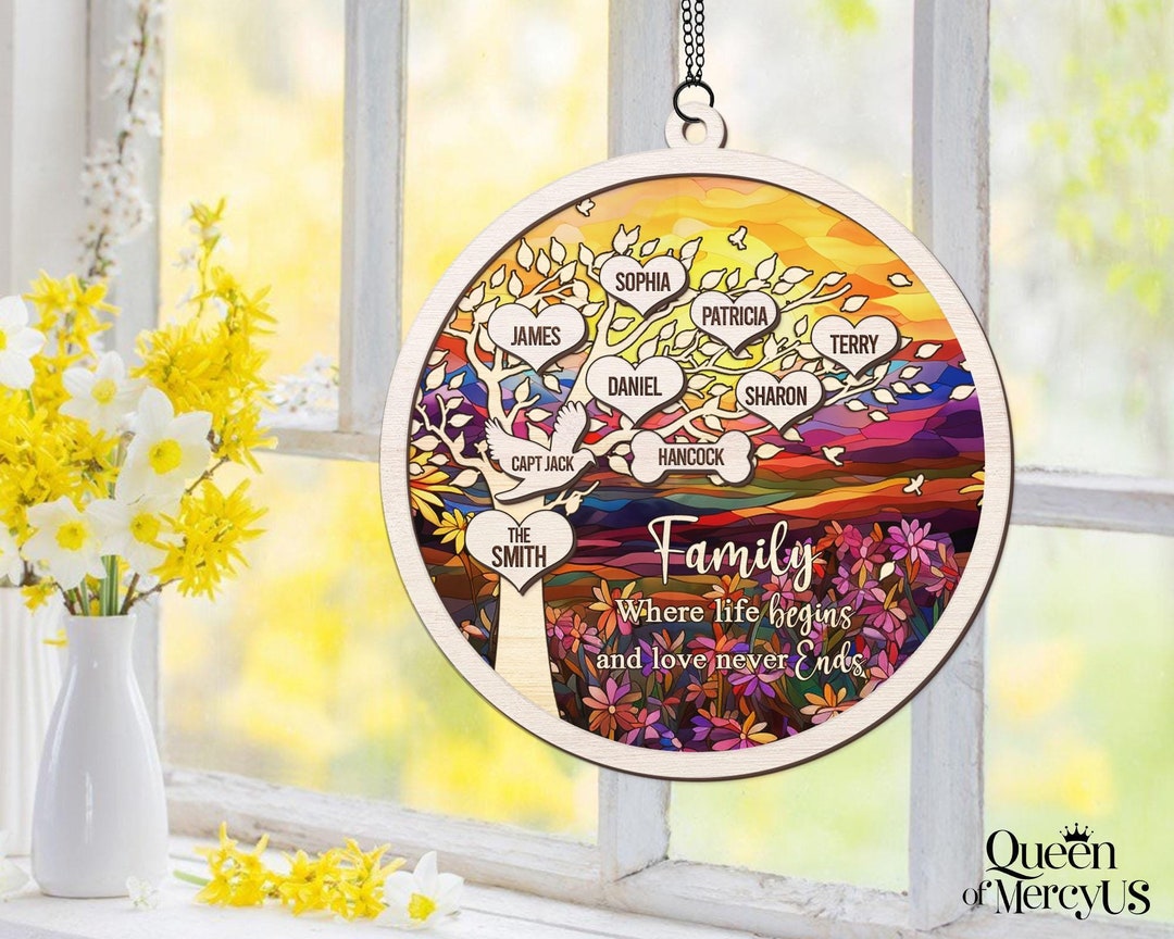 Family Suncatcher, Personalized Family Christmas Ornament, Tree of Life ...