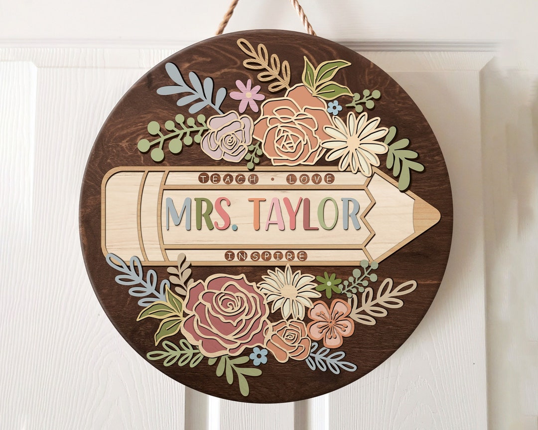 Personalized 3D Teacher Door Hanger, Teacher Door Sign, Custom Teacher ...