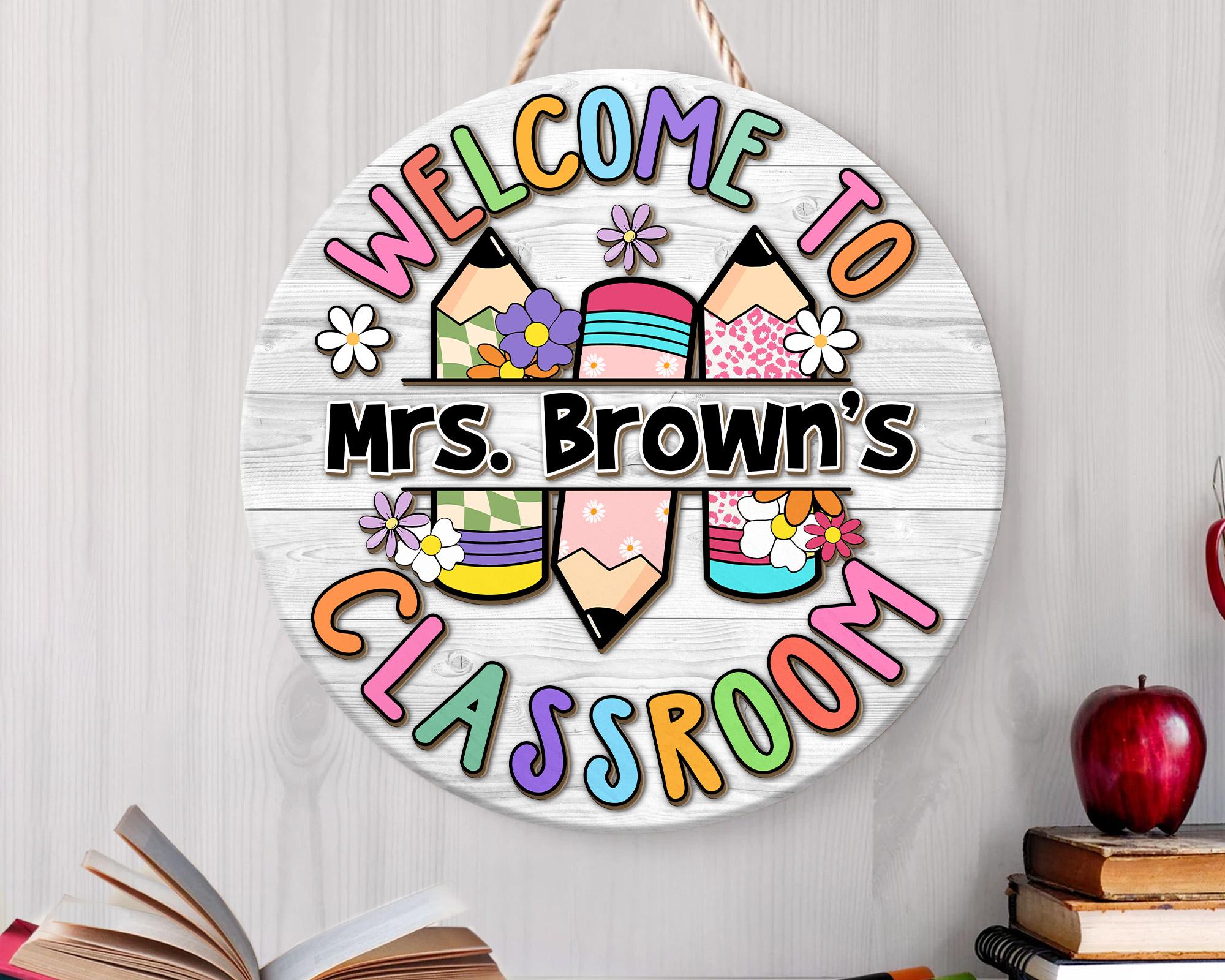 Personalized 3D Teacher Door Hanger, Pencil Teacher Door Sign, Back to ...