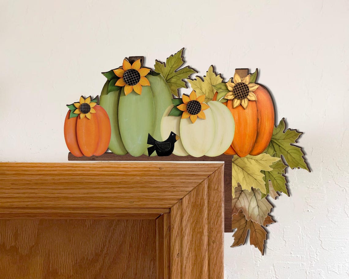 Fall Pumpkins Door Corner Decor, Fall Door Topper, Fall Home Decor ...