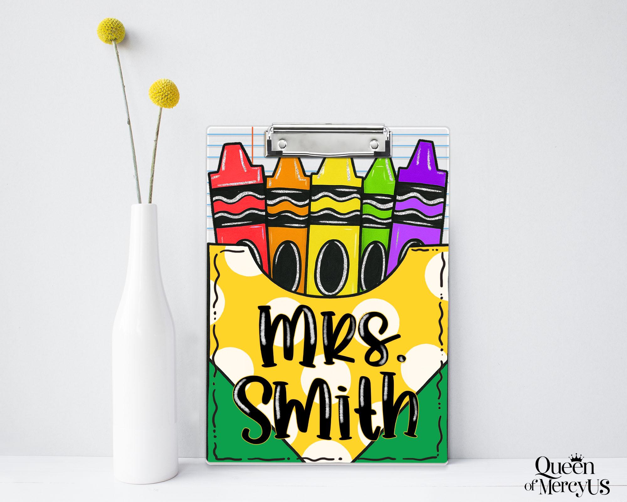Custom Crayon Teacher Clipboard, Back to School Gift, Teacher School ...