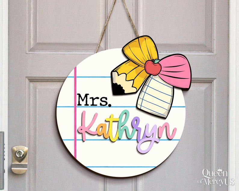 Teacher Door Sign, Personalized 3D Teacher Door Hanger, Classroom ...