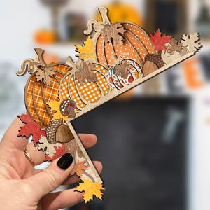 Fall Pumpkins Door Corner Decor, Wooden Autumn Pumpkin Door Topper ...