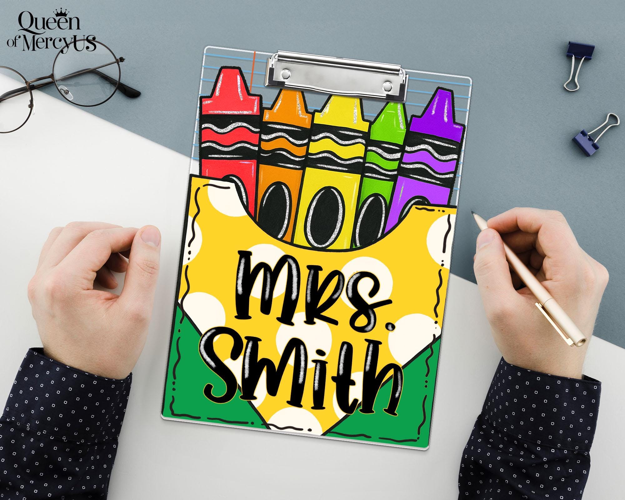 Custom Crayon Teacher Clipboard, Back to School Gift, Teacher School ...
